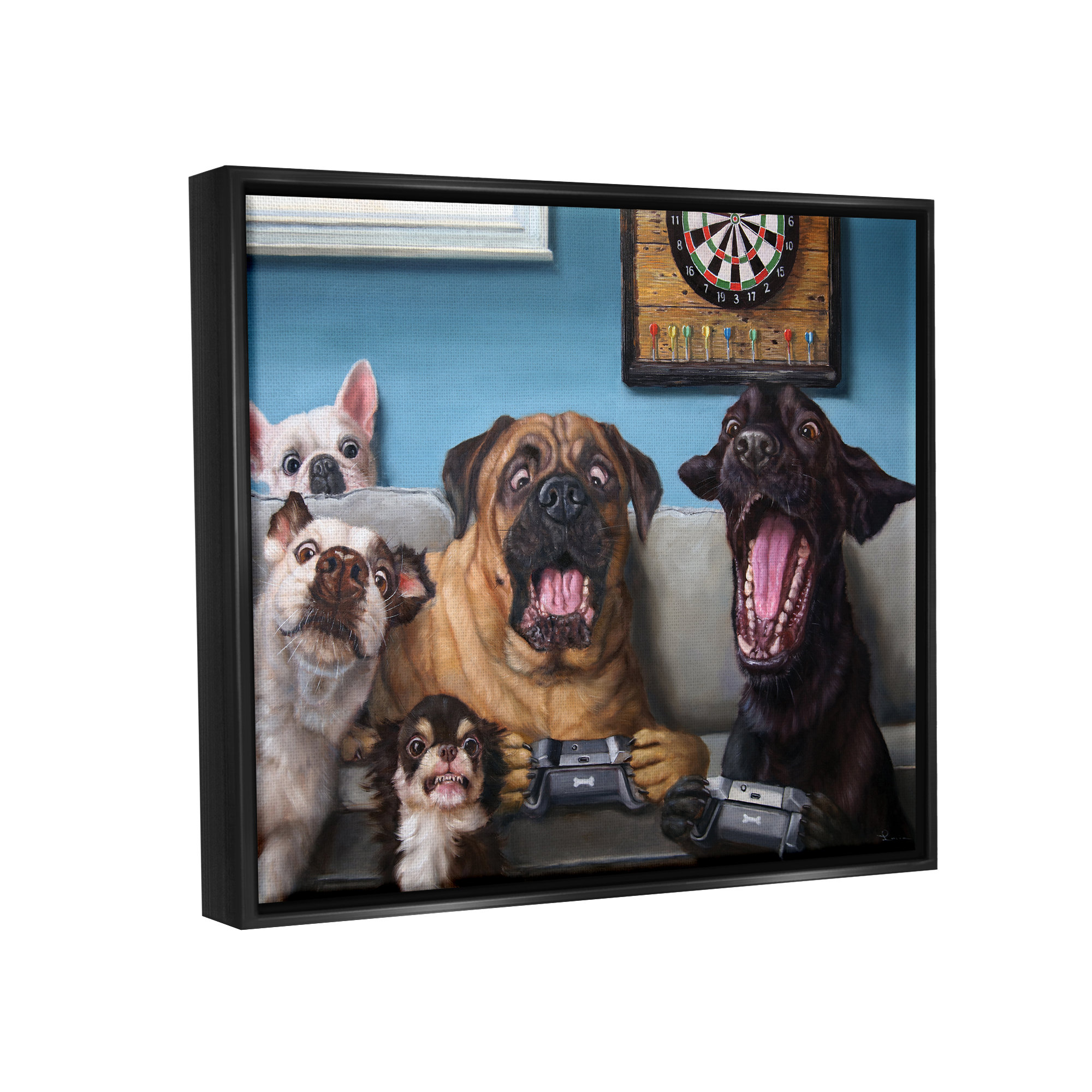Trinx Funny Dogs Playing Video Games Livingroom Pet Portrait by Lucia ...