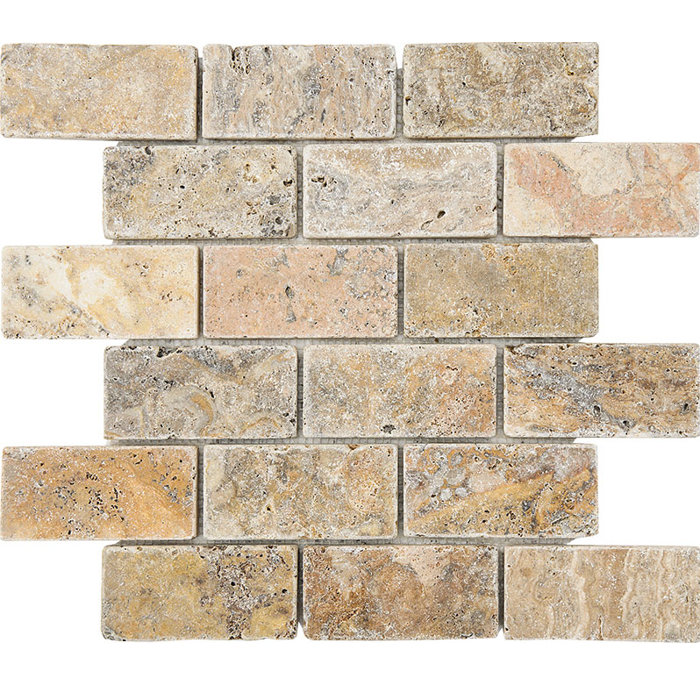 Parvatile Scabos 2" x 4" Travertine Brick Joint Mosaic Wall & Floor ...