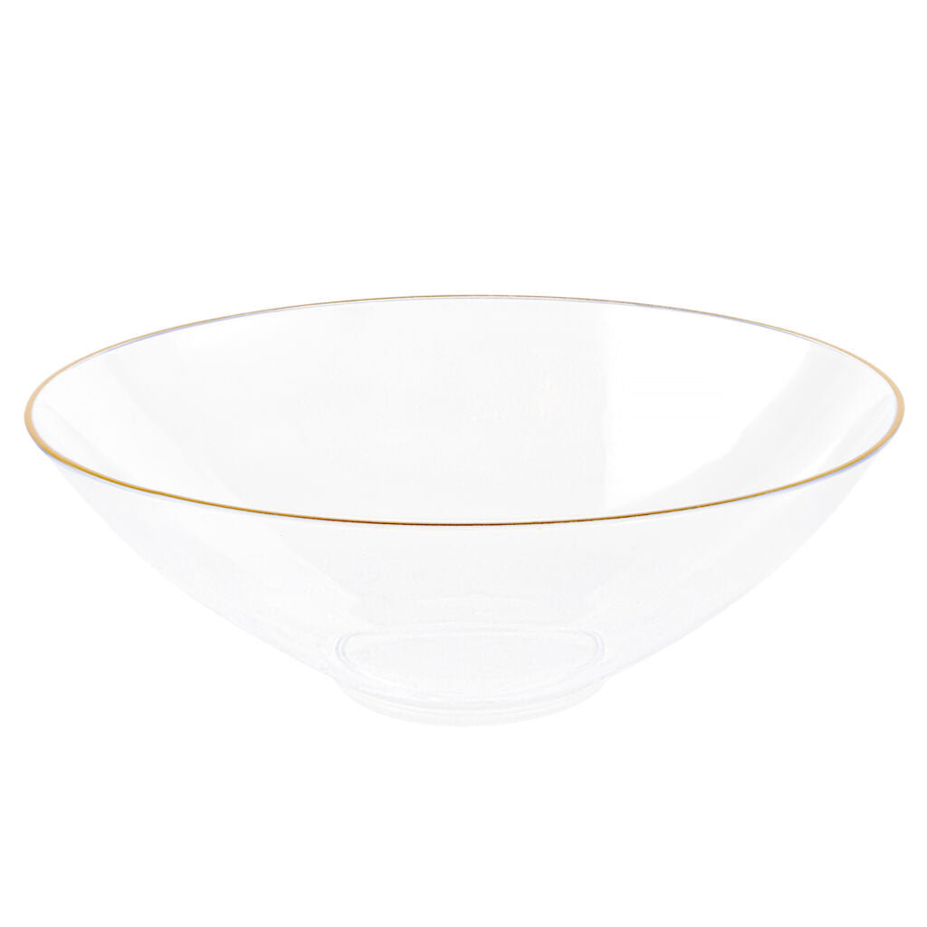 Ecoquality 16 Oz Clear Plastic Round Bowls With Gold Rim 50 Guests ...