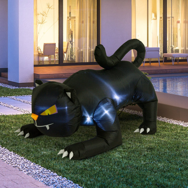 The Holiday Aisle® Giant Creeping Black Cat Halloween LED Lighted ...