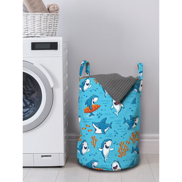 East Urban Home Shark Laundry Bag, Underwater Fantasy World With Funny ...
