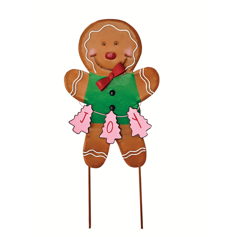 The Holiday Aisle® Metal Gingerbread Man Garden Stake & Reviews | Wayfair