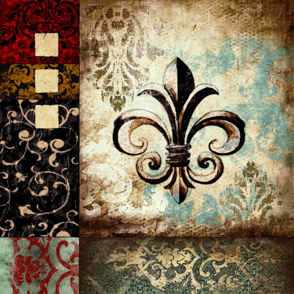 Fleur De Lis Living Elegant Fleur With Patterns - Wrapped Canvas Print ...
