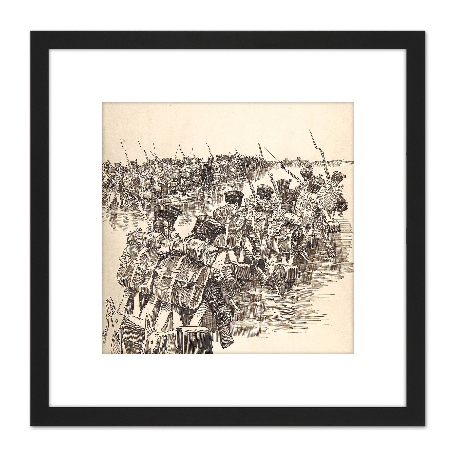 Marlow Home Co. Pille Soldiers Marching In Water Drawing - Picture ...