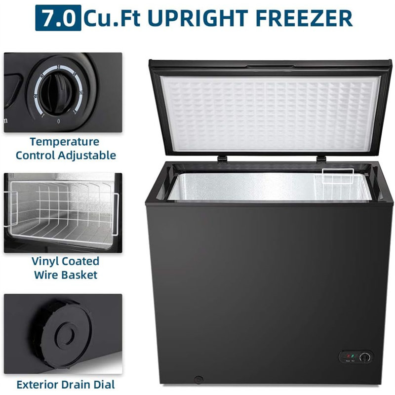 R.W.FLAME 7 Cubic Feet cu. ft. Portable Chest Freezer with Adjustable ...