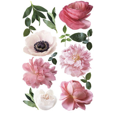 Urban Walls Mixed Pink Garden Flowers Window Sticker | Wayfair