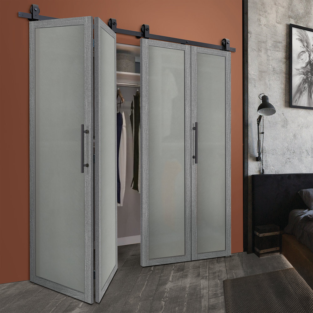 MSL LOGIC Inc Wall-Mounted Black Track 78-3/4'' With Hardware Bifold ...