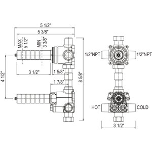 Rohl Universal 1/2" Thermostatic Rough Valve-in with Integrated Two ...