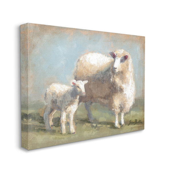 Red Barrel Studio® Sheep Lamb Family Farm by - Wrapped Canvas Painting ...