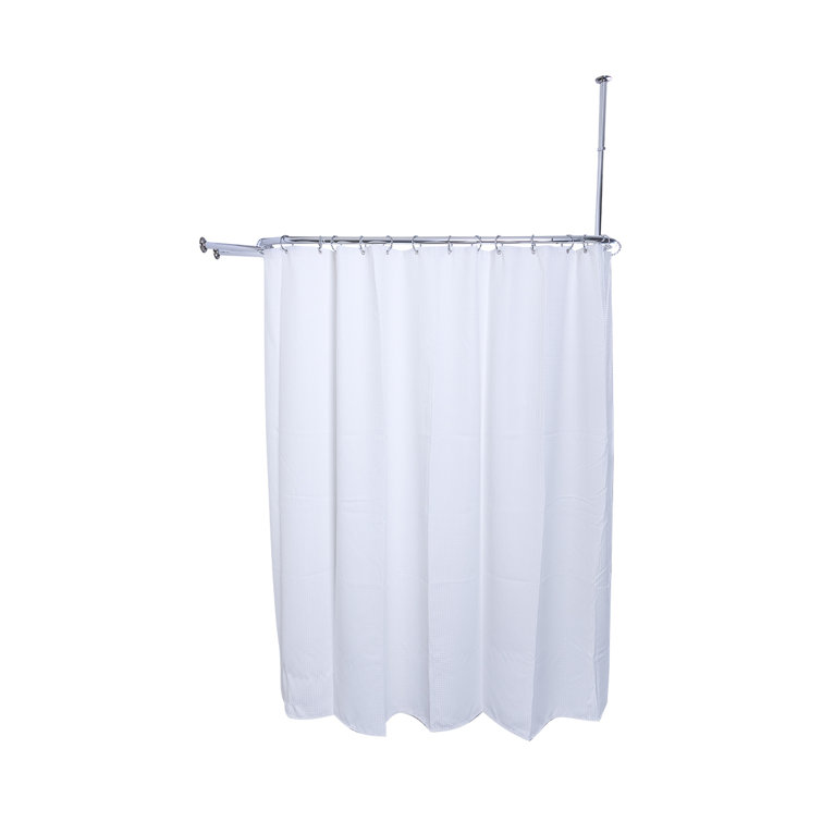 UtopiaAlley Rustproof 54" L D-Shaped Fixed Shower Curtain Rod & Hook ...