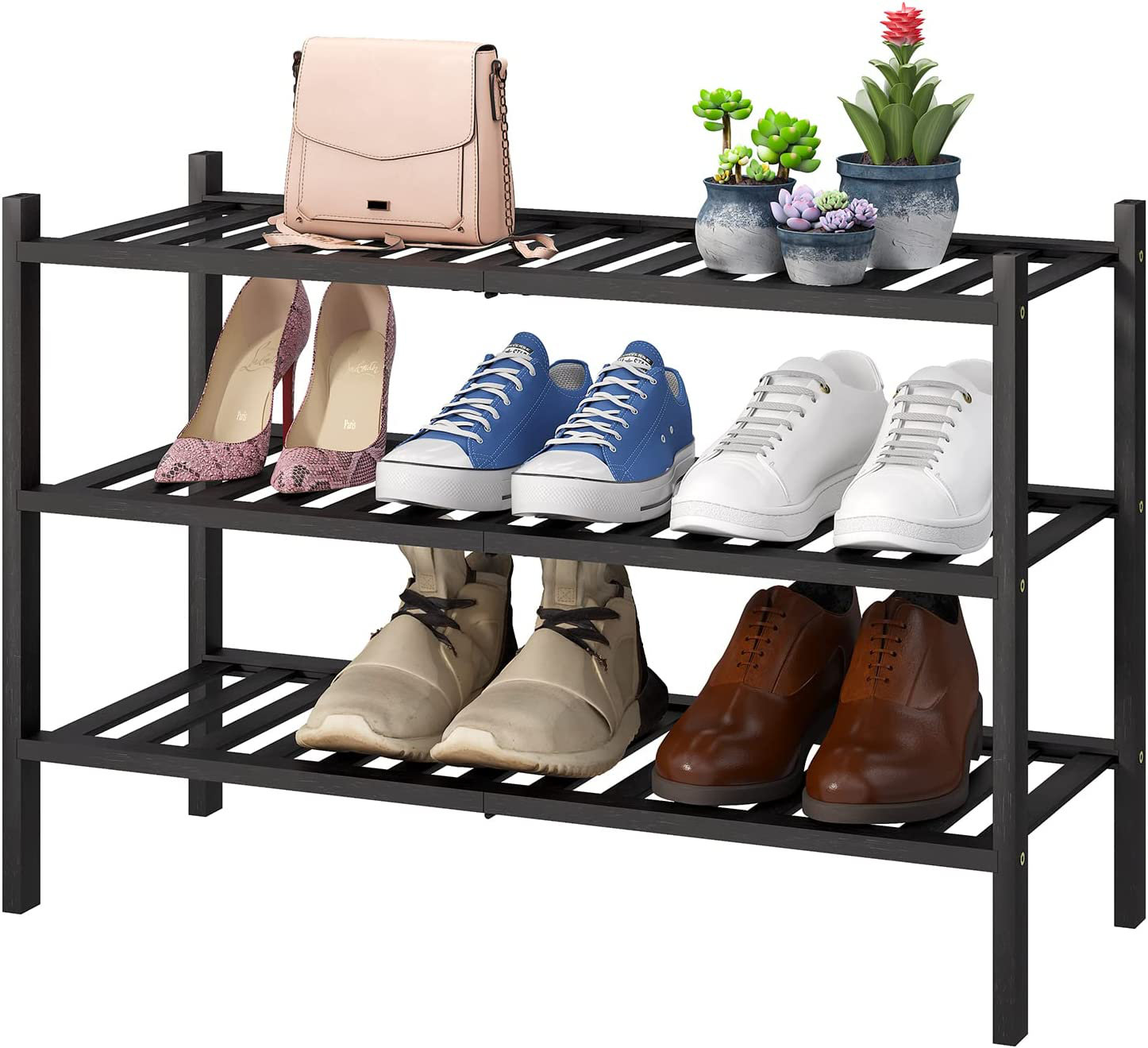 Latitude Run® 3-Tier Free Standing Shoe Racks, Stackable | Beautiful ...