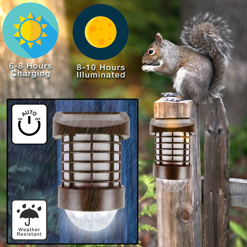 Crosslight Bronze Solar Powered Integrated LED Fence Post Cap Pack ...