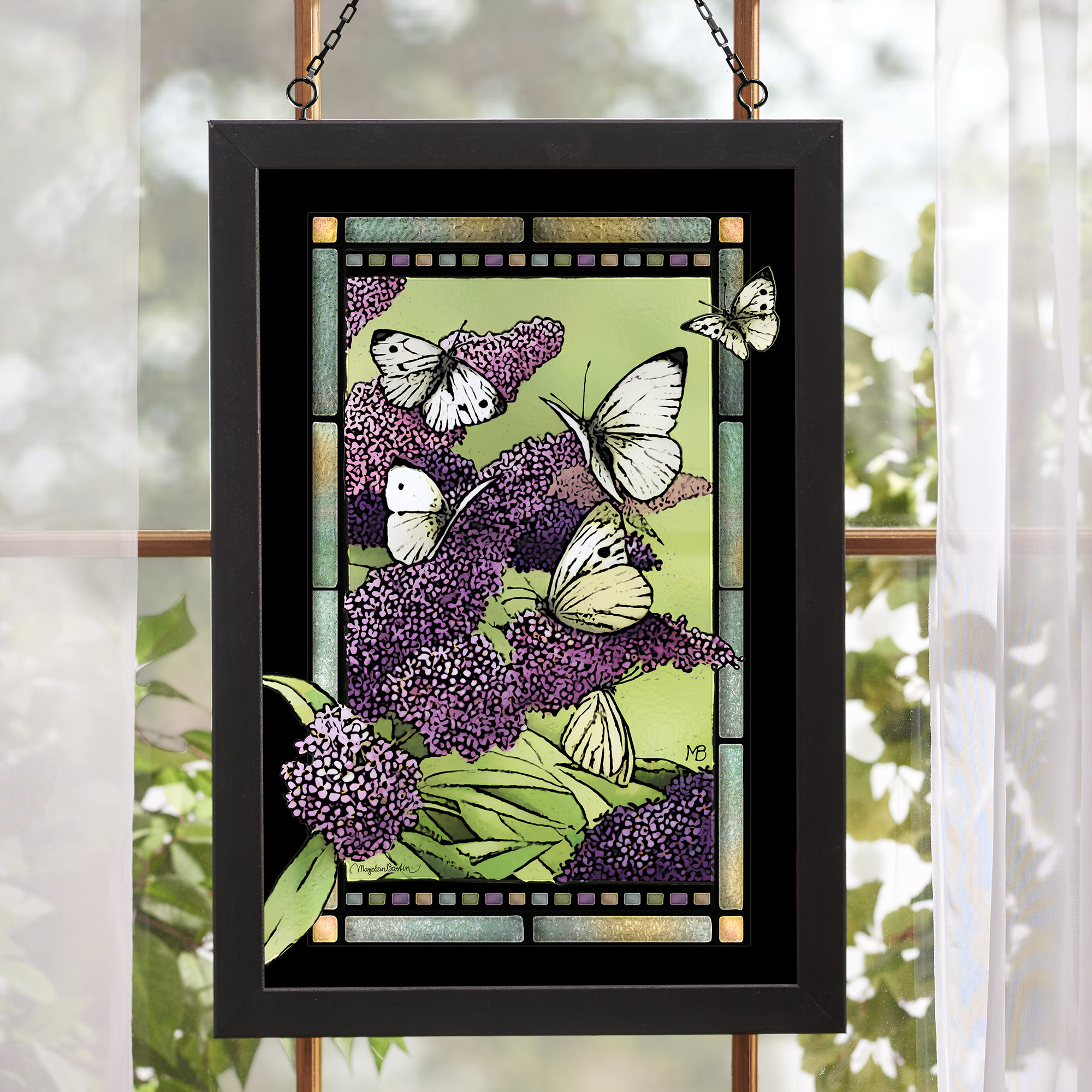 Rosalind Wheeler Purple Lilacs Window Panel & Reviews | Wayfair