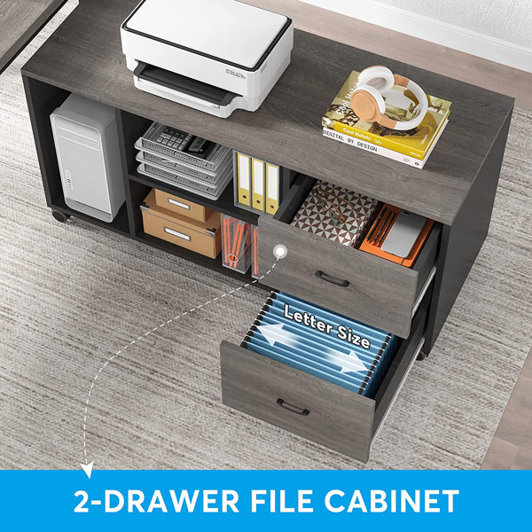 Latitude Run® L-Shape Executive Desk with Storage Cabinet & Reviews ...