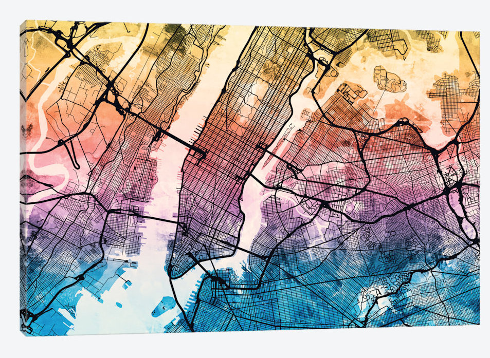 East Urban Home Everse Blend Urban Street Map Series: New York City ...