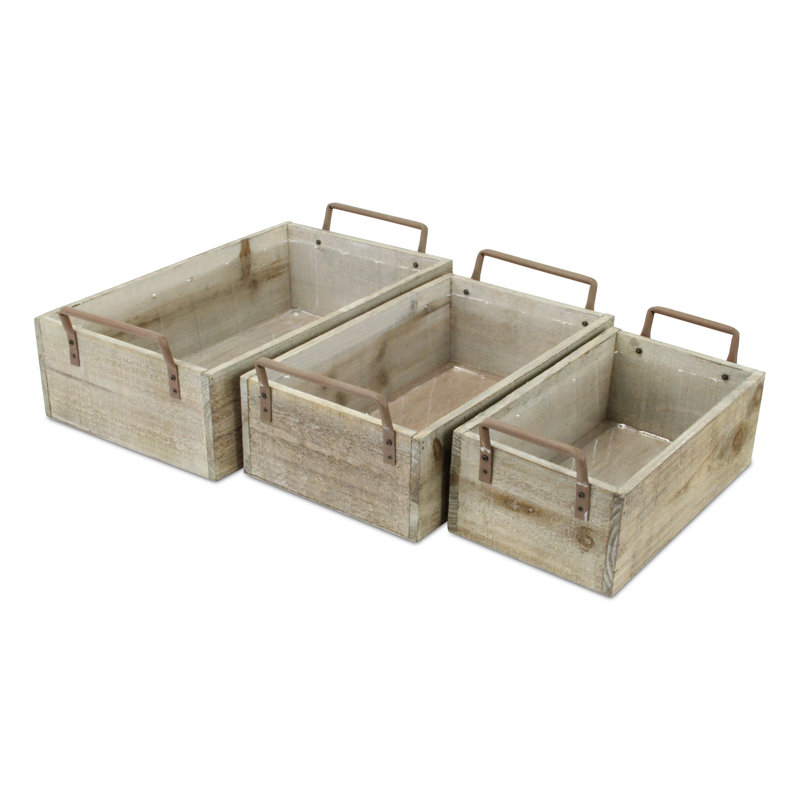 Millwood Pines 3 Piece Wooden Crate Set & Reviews | Wayfair