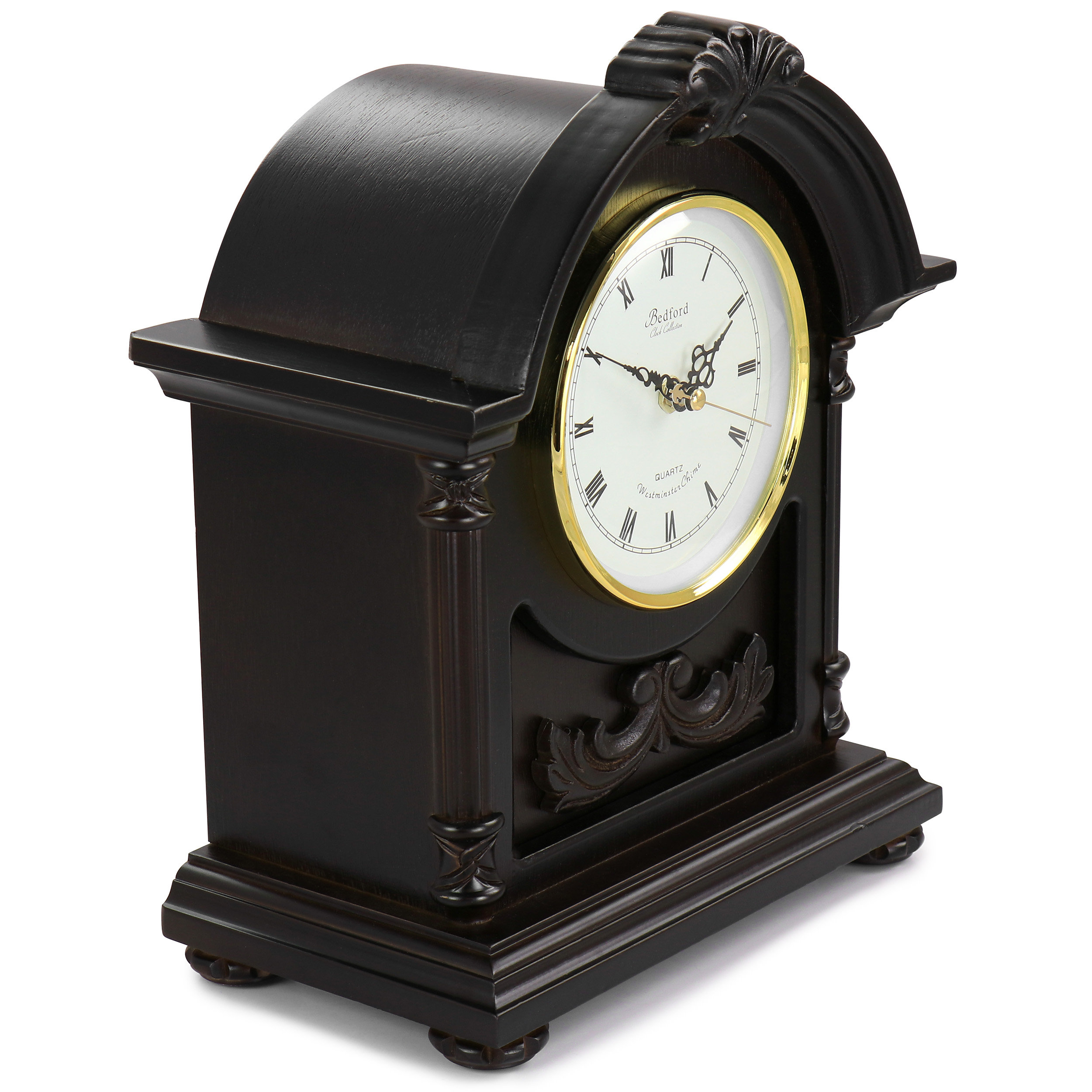 Bedford Clock Collection Chocolate Wood Mantel Clock With Chimes | Wayfair