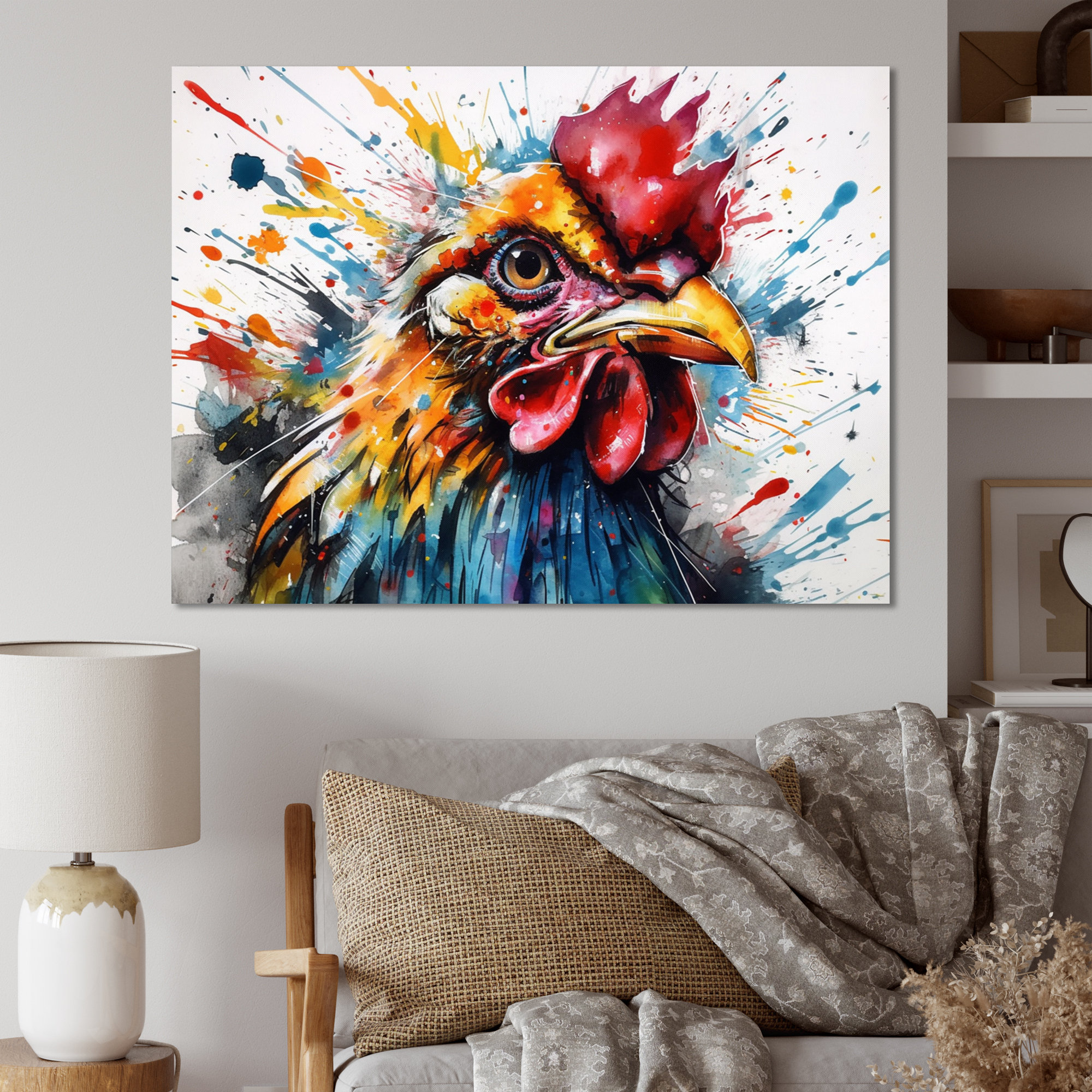 August Grove® Colorful Humor Caricature Chicken Portrait On Canvas ...