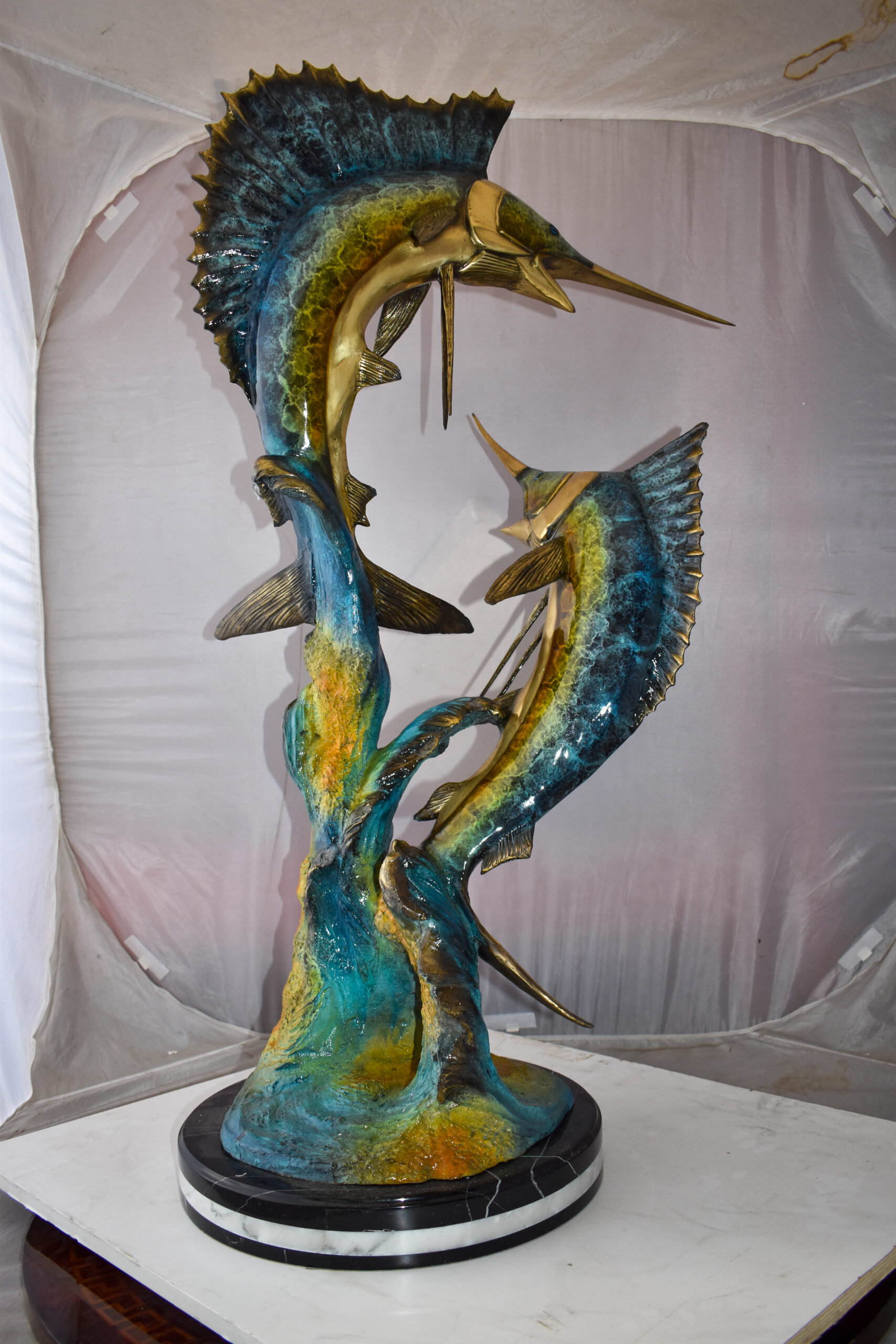 NIFAO Intertwined Sailfish and Marlin Colored Statue | Wayfair