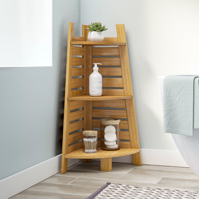 Dotted Line™ Ayden Solid Bamboo Wood Bathroom Corner Shelves & Reviews ...