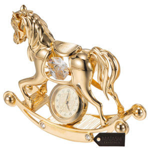 MatashiCrystal Crystal Studded Rocking Horse Desk Clock Figurine ...