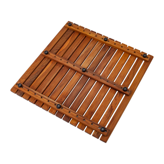 Breakwater Bay Yessenia Rectangle Teak & Wood Striped Shower mat ...