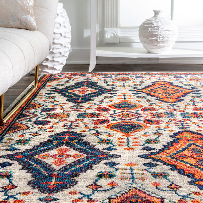 World Menagerie Cassella Performance Orange/Blue Rug & Reviews | Wayfair