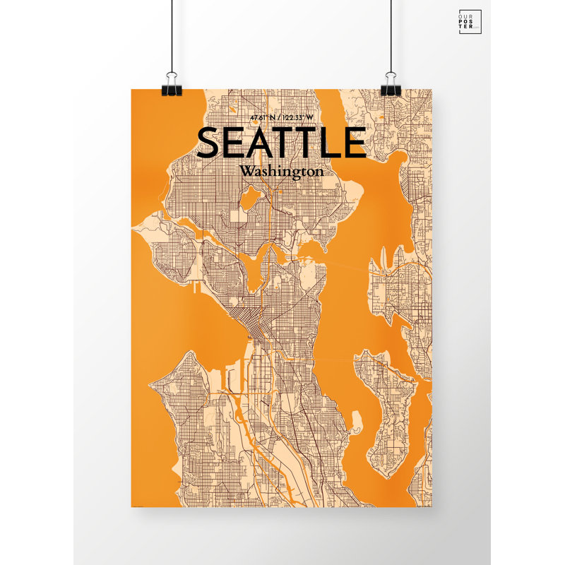 Wrought Studio Seattle City Map - Graphic Art | Wayfair