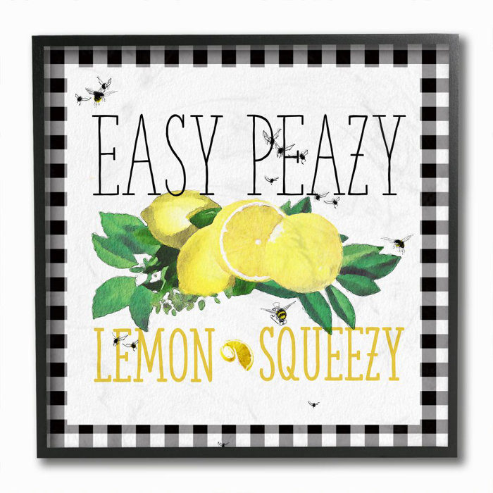 Stupell Industries Easy Peazy Lemon Squeezy Kitchen Humor Plaid Word ...