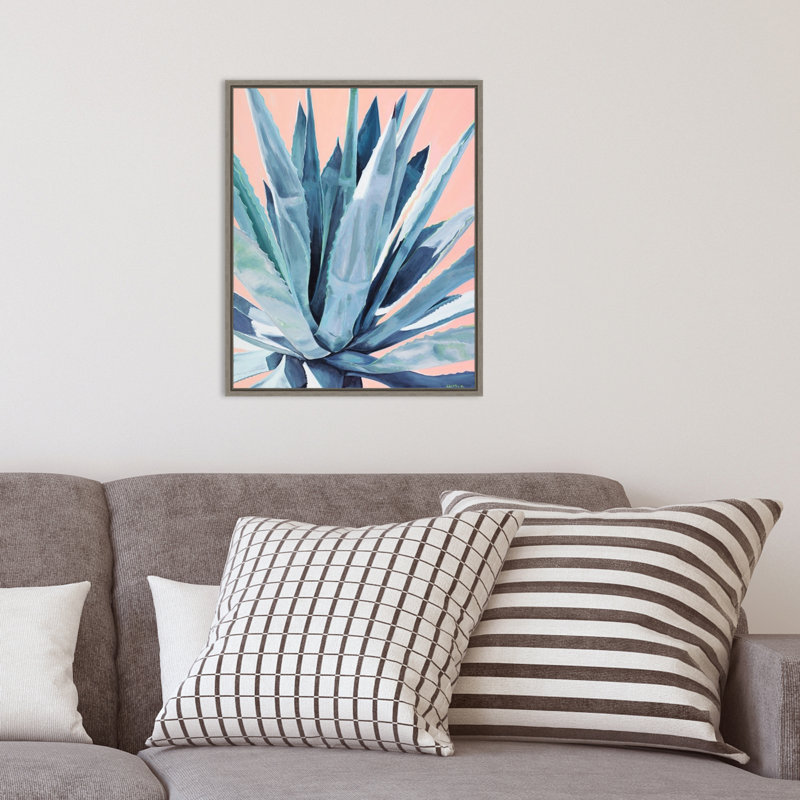 Dakota Fields Agave With Coral Framed On Canvas by Alana Clumeck ...