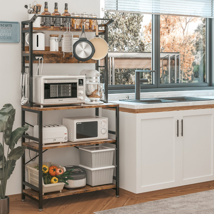 17 Stories Danielsville 31'' Iron Standard Baker's Rack with Microwave ...
