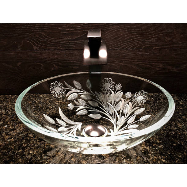 Elegant Glass Engraving Studio 16.5'' Clear Glass Circular Vessel ...