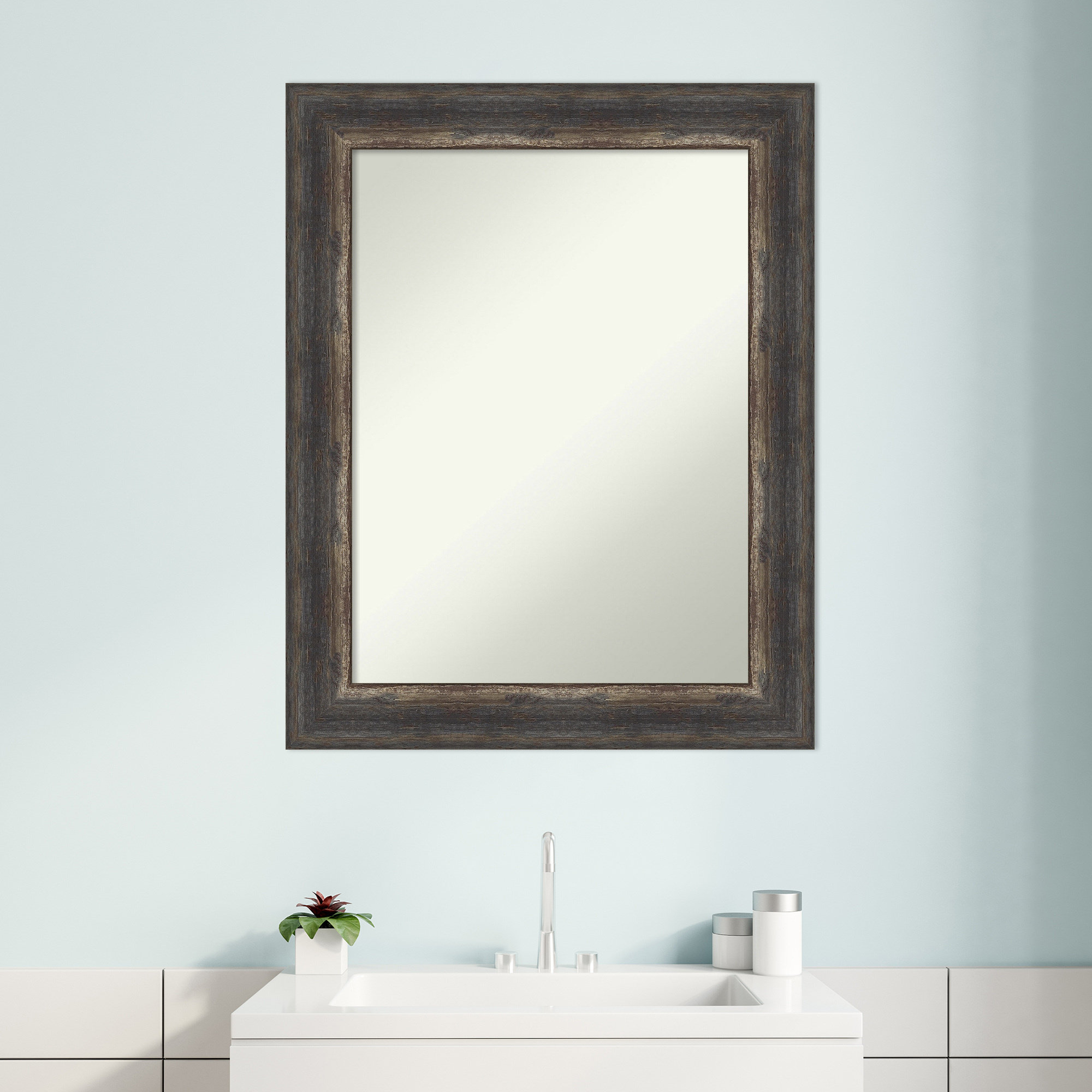 Loon Peak® Bark Rustic Char Bathroom Vanity Non-Beveled Wall Mirror ...