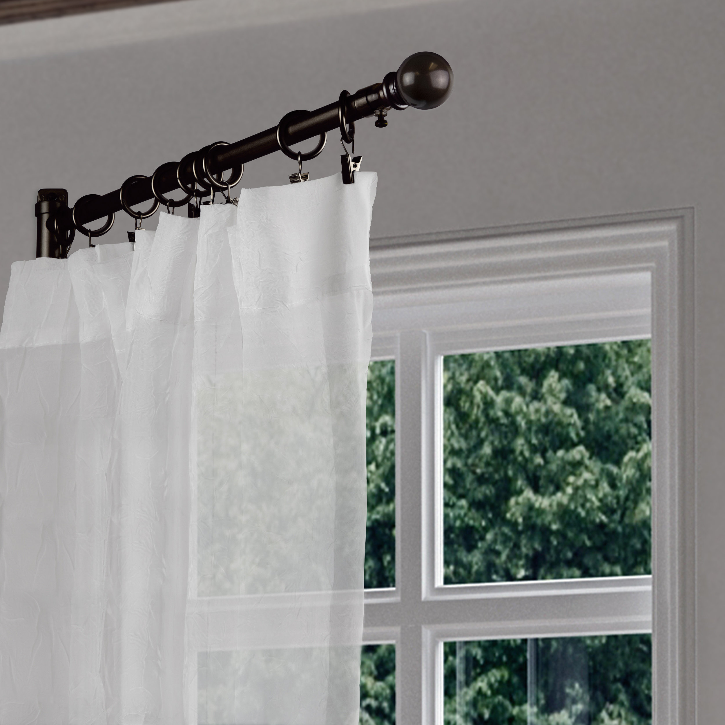 Eider & Ivory™ Huya Adjustable 0.65'' Diameter Single Curtain Rod | Wayfair