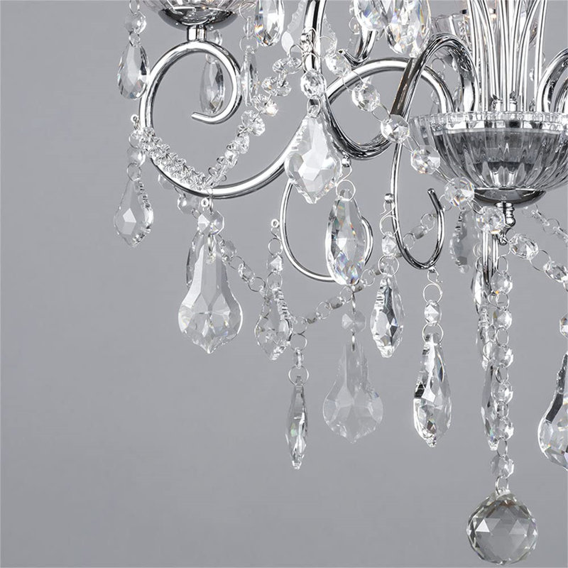 Mercer41 Bathroom Chandelier Curved Arm Ceiling Light IP44 Rated Clear ...