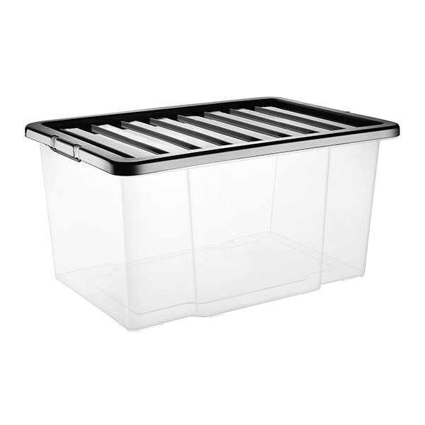 Rebrilliant 10 X 50 LITRE PLASTIC STORAGE BOX WITH BLACK LID - NESTABLE ...