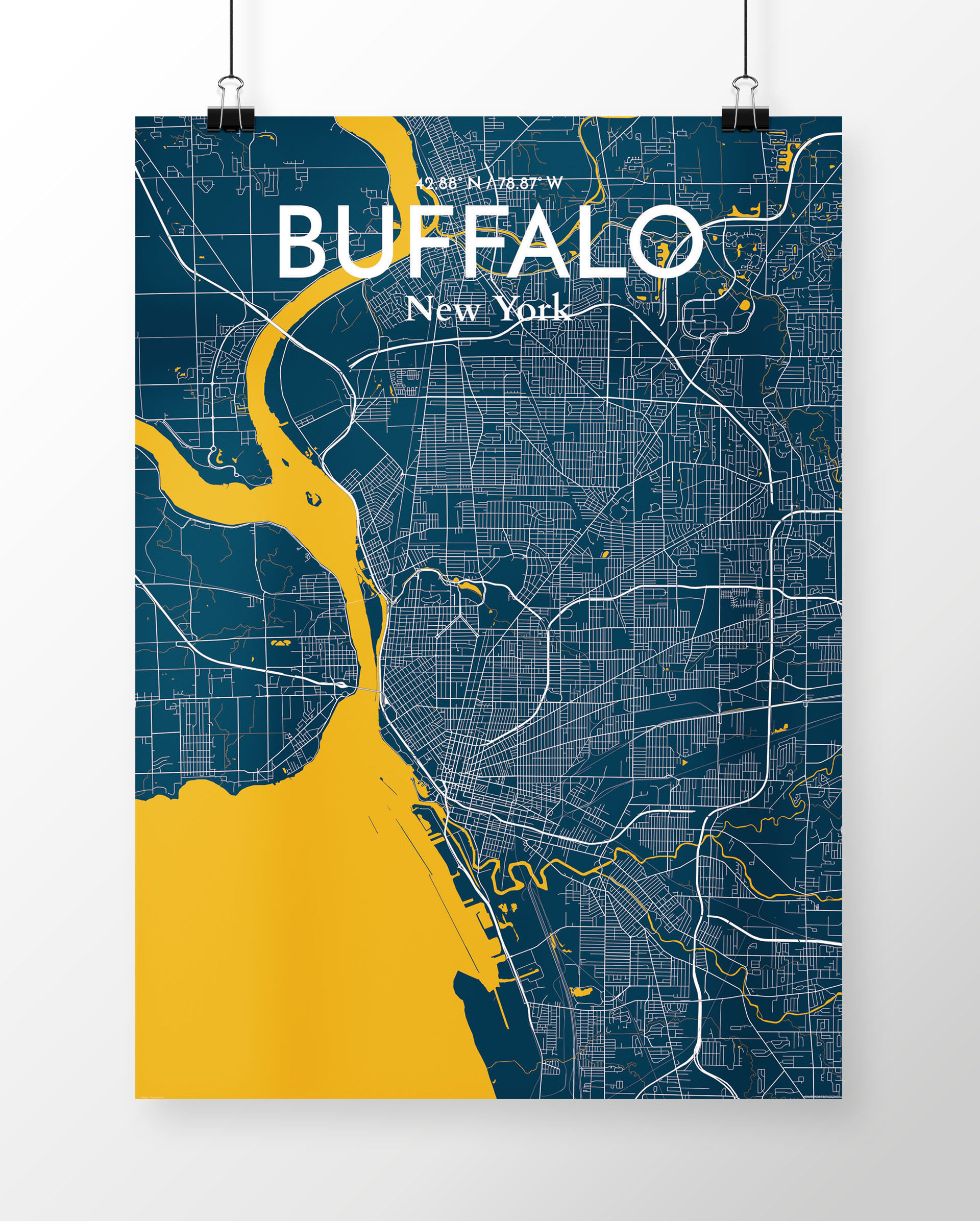 Wrought Studio Buffalo City Map - Unframed Graphic Art | Wayfair