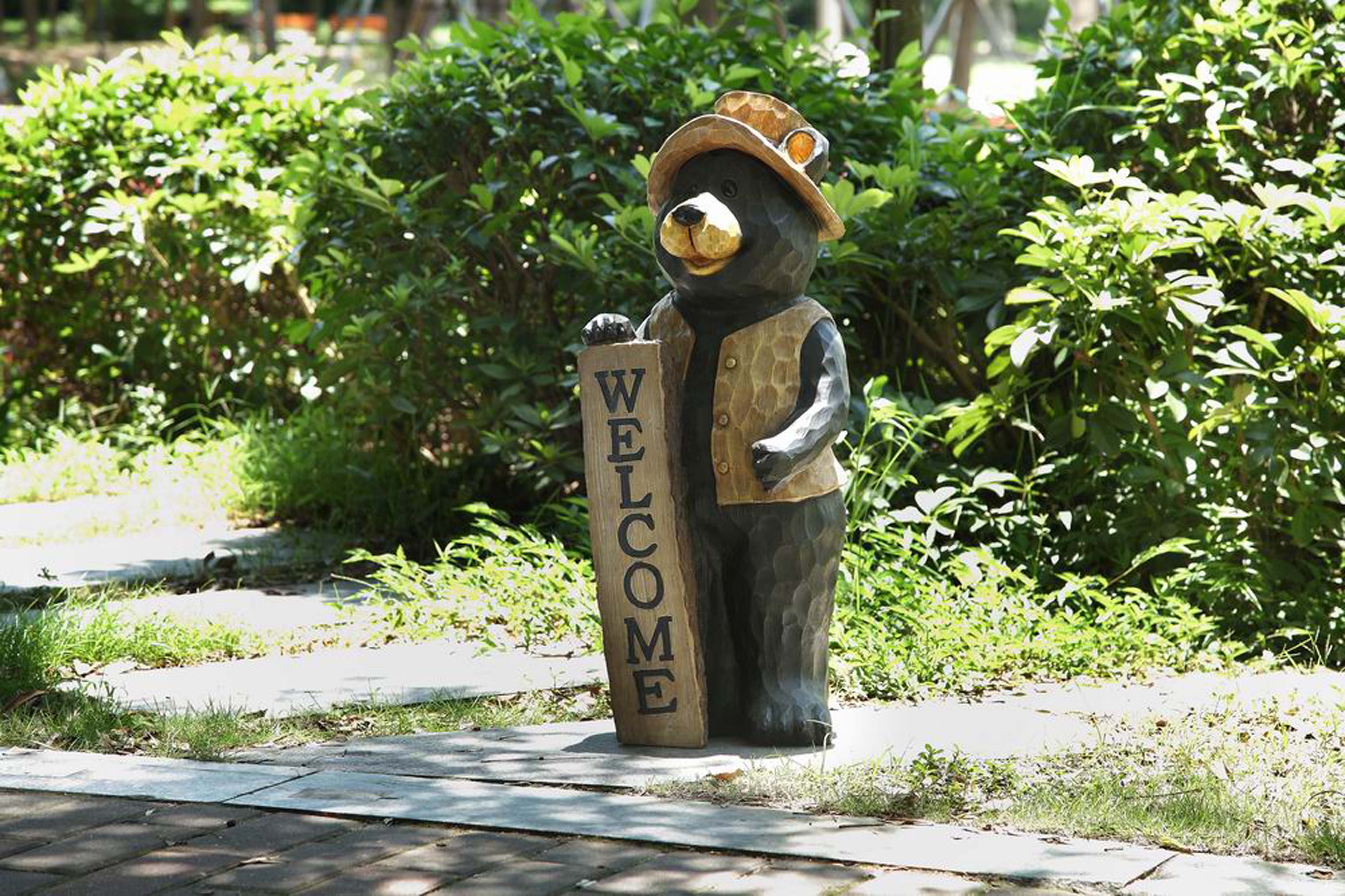 Hi-Line Gift Ltd. Bear Standing with Welcome Sign Statue & Reviews ...