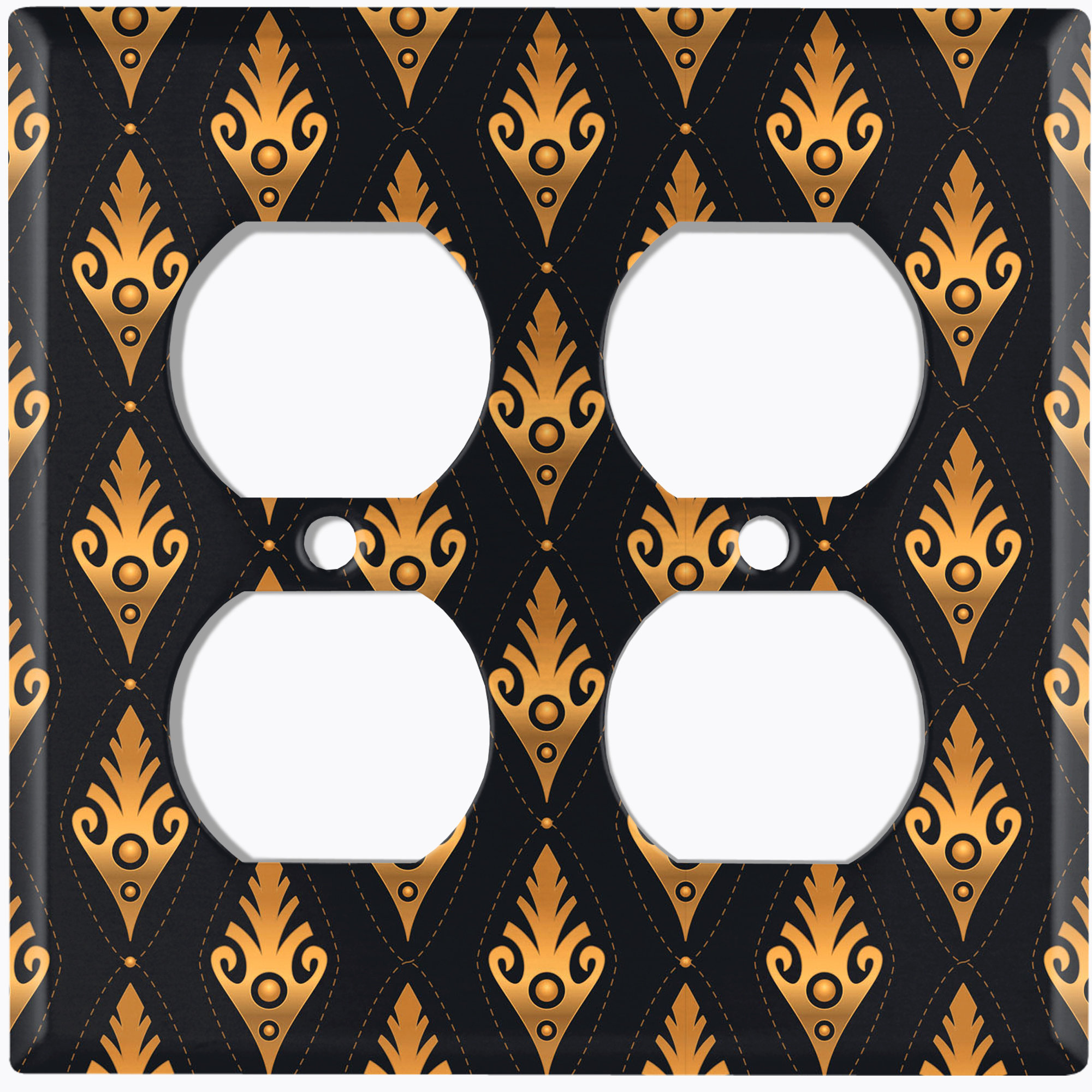 WorldAcc Elegant Damask Leaf 2-Gang Duplex Outlet Wall Plate | Wayfair
