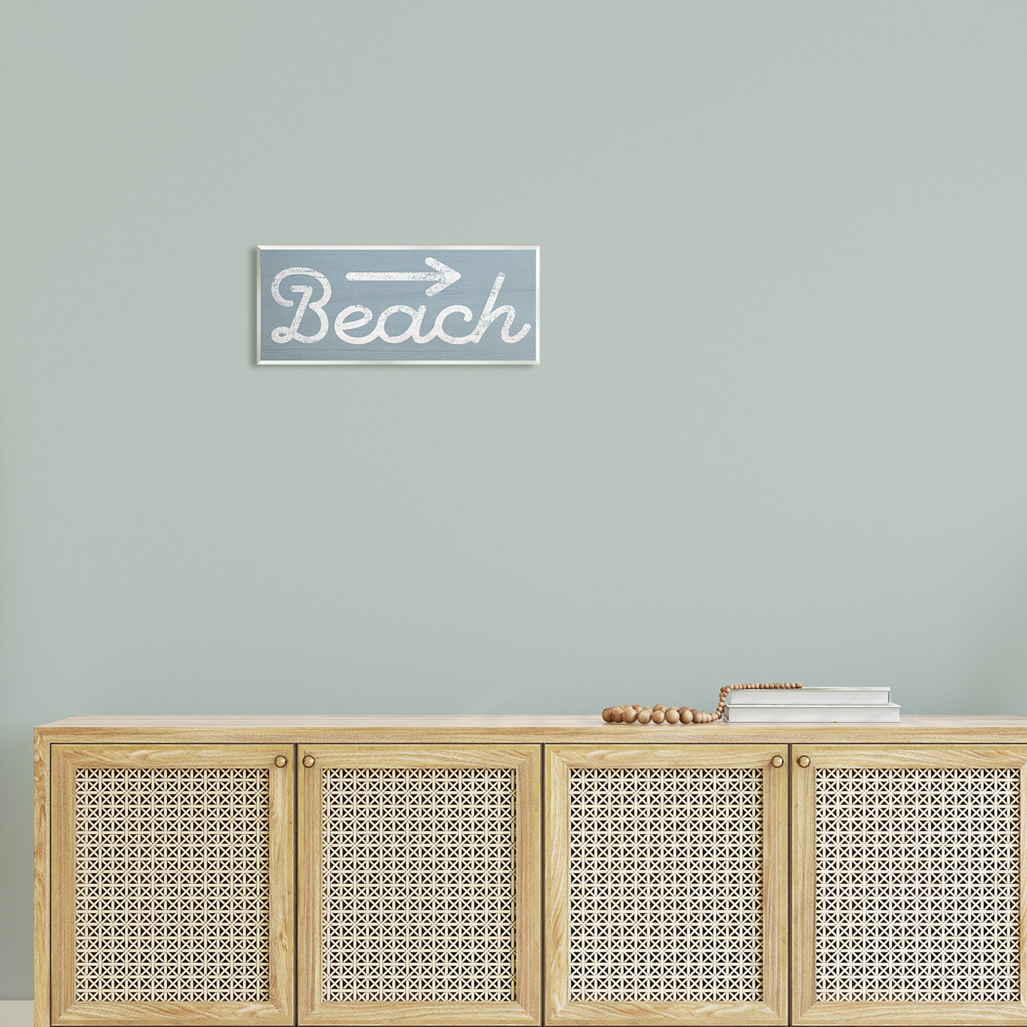 Stupell Industries Vintage Beach Arrow Pointing Sign Grain by Daphne ...