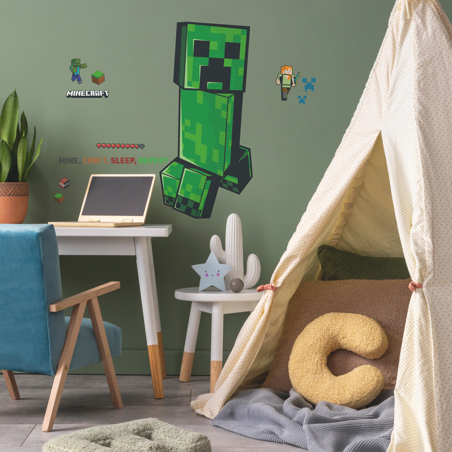 Room Mates MINECRAFT CREEPER GIANT PEEL & STICK WALL DECALS - Wayfair ...