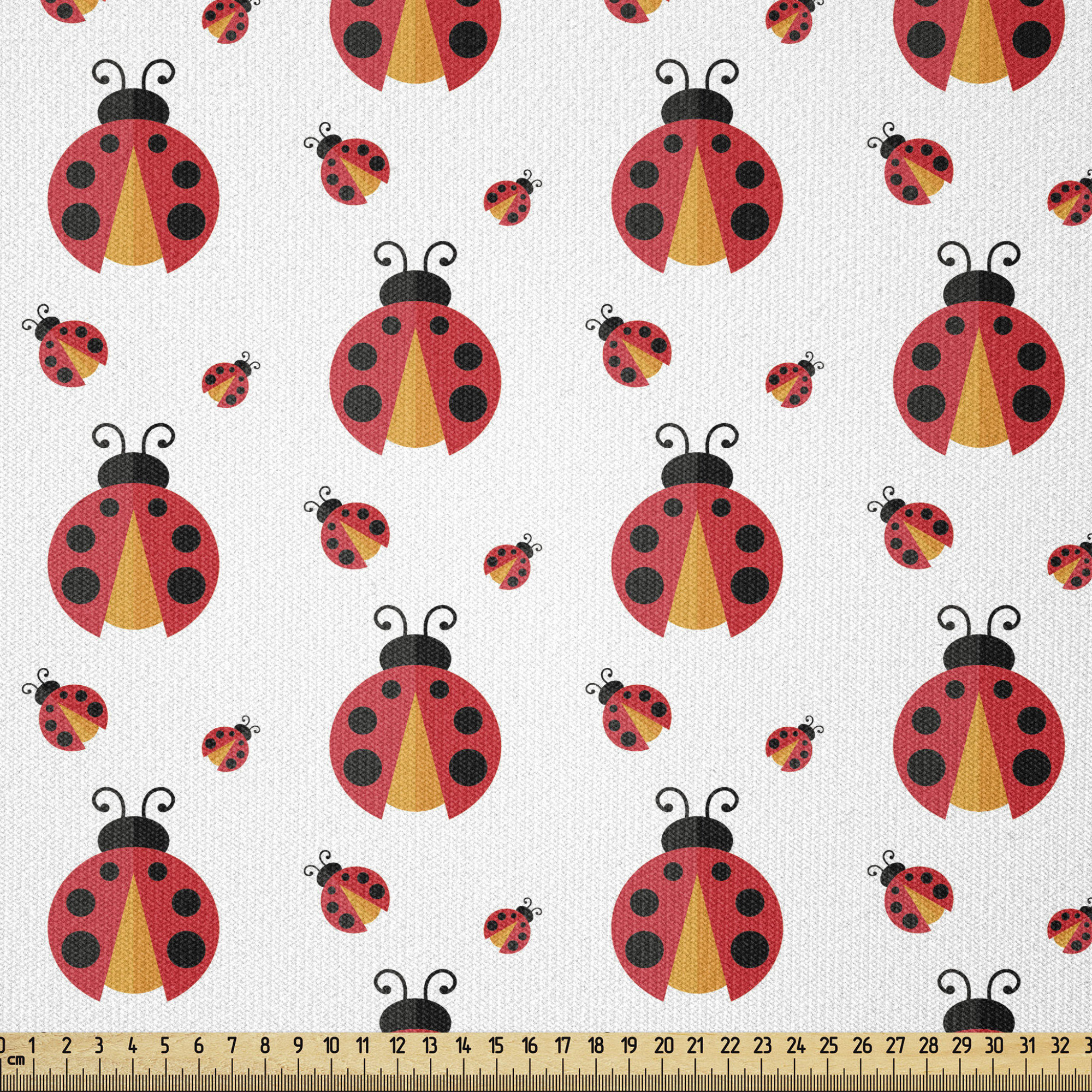 East Urban Home Ladybug Fabric By The Yard, Flat Design Insects Ladybug ...