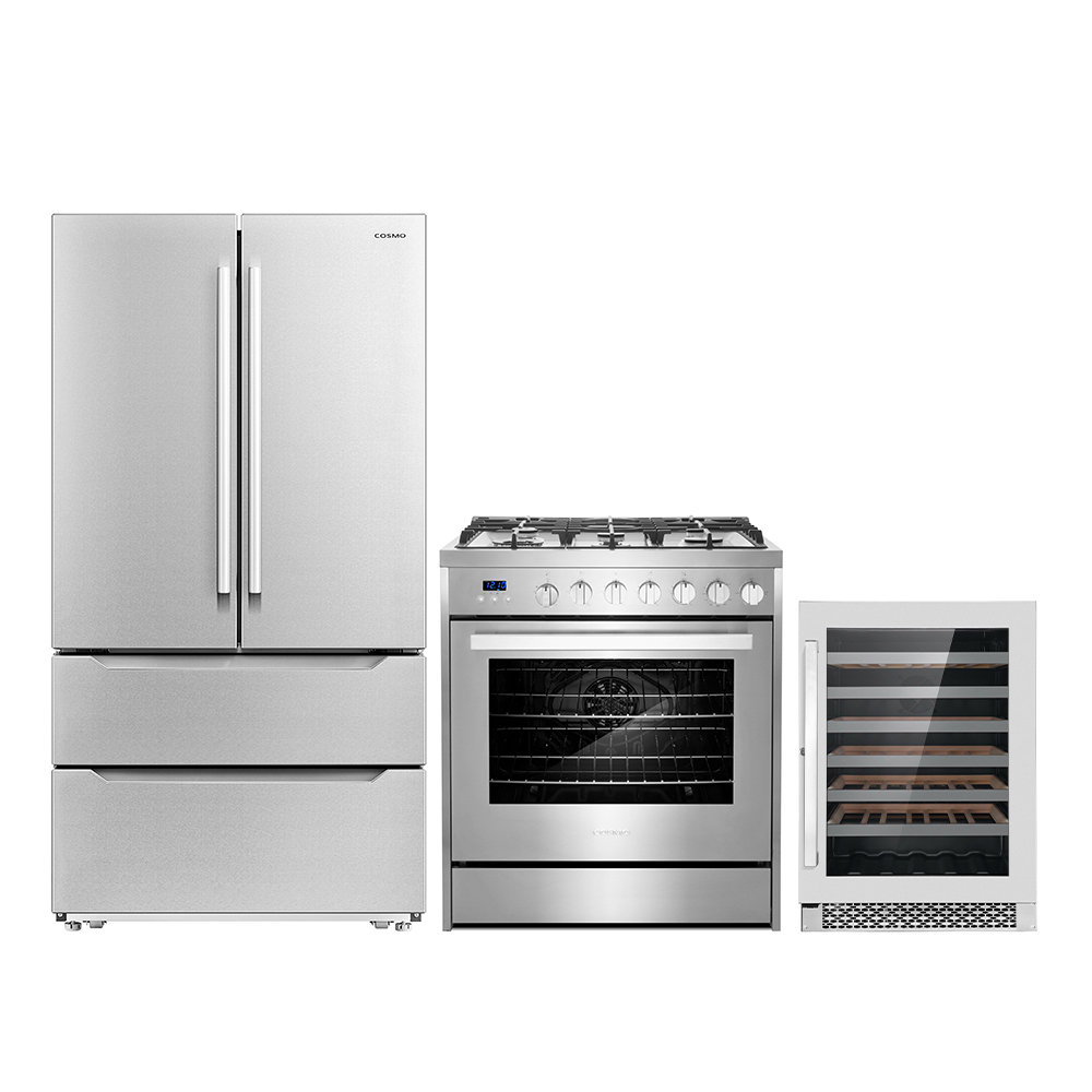 Cosmo 3 Piece Kitchen Package With 30" Freestanding Gas Range 36 ...