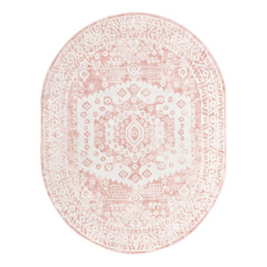 August Grove® Braggs Performance Pink/Ivory Rug & Reviews | Wayfair