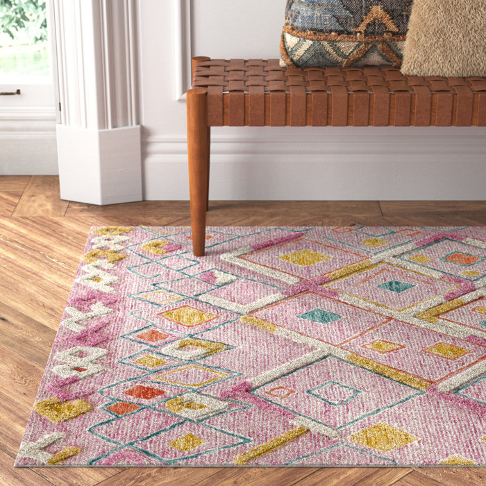 Joss & Main Charlize Handmade Wool Pink/Yellow/Green Rug & Reviews ...