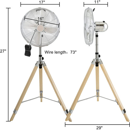 Simple Deluxe Retro Tripod Fan, Home Air Circulation Nostalgic Vertical ...