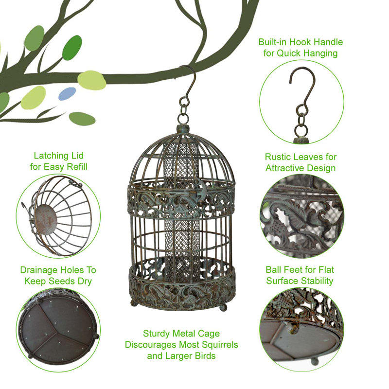 Fleur De Lis Living Hartzell Squirrel Proof Caged Hopper Bird Feeder ...