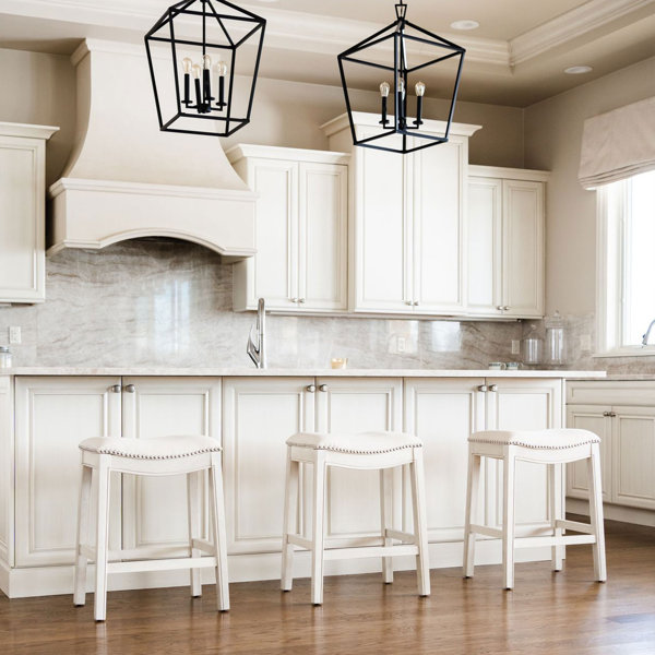 One Allium Way® Adrien 25.7" Counter Stool Kitchen Chair, Brushed White ...