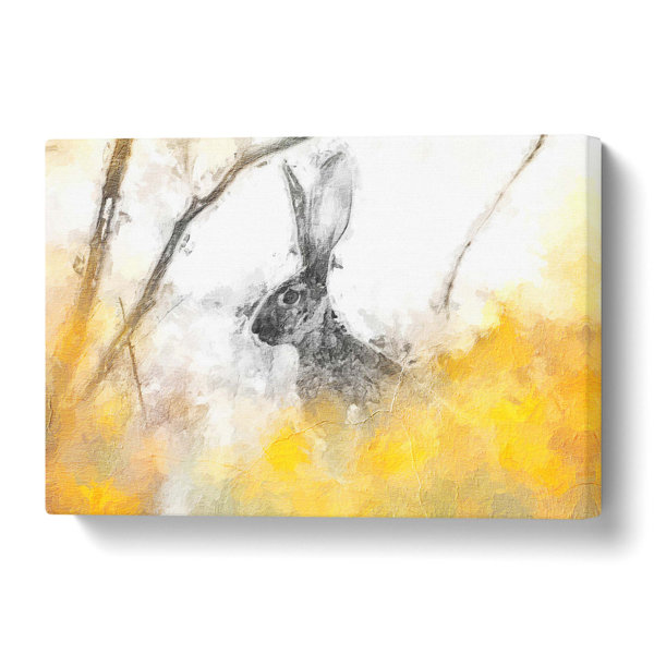 Big Box Art Alert Hare In The Meadow In Abstract - Wrapped Canvas ...