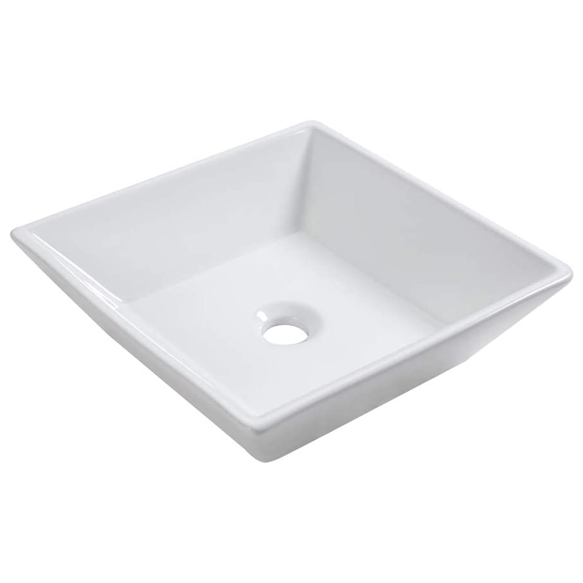 Dcolora White Ceramic Square Vessel Bathroom Sink | Wayfair